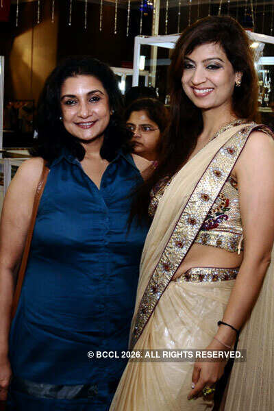 Liza Varma and Preeti Ghai during the dressing room exhibiton at Hyatt Hotel, New Delhi.
