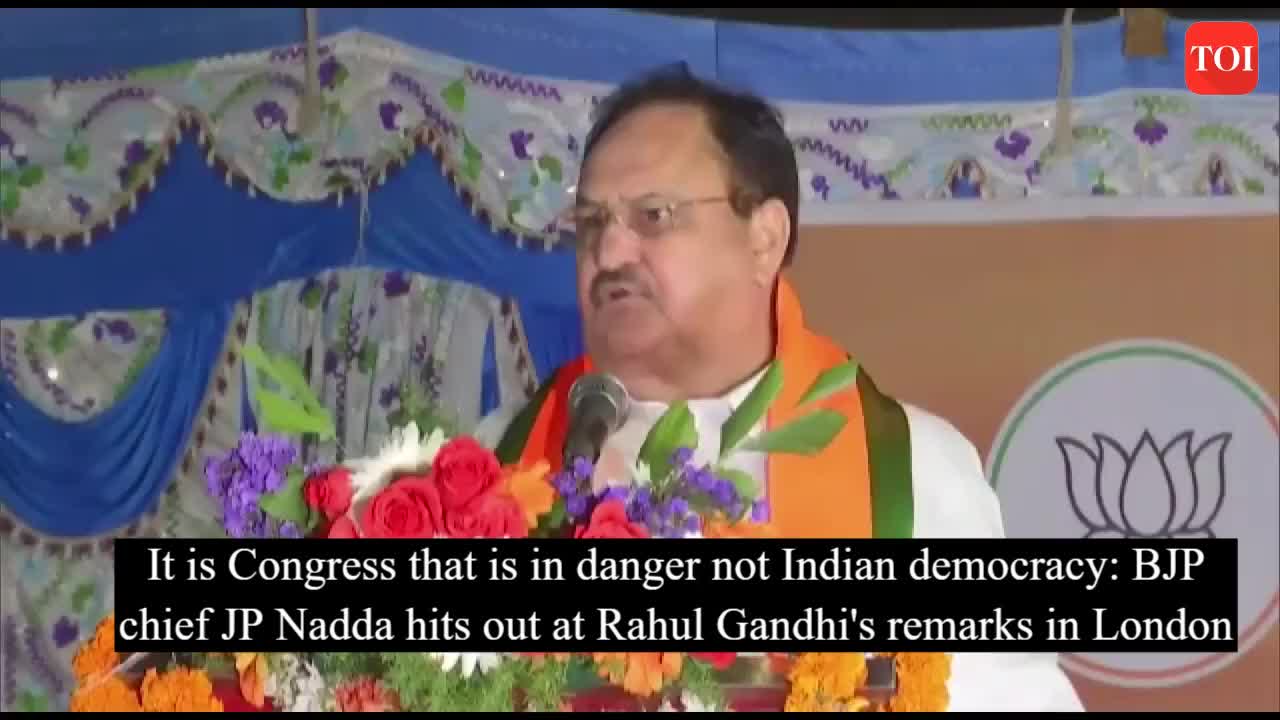 It is Congress that is in danger not Indian democracy: BJP chief JP Nadda