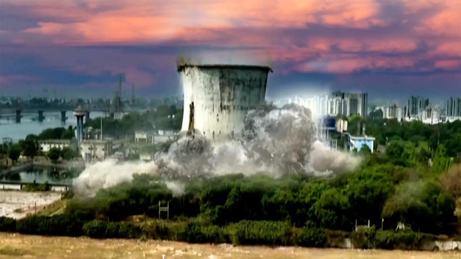 Gujarat: 85-metre-tall cooling tower demolished in Surat