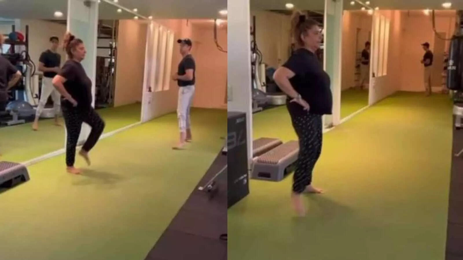 AWWW! Hrithik Roshan works out in the gym with mother Pinkie Roshan ...