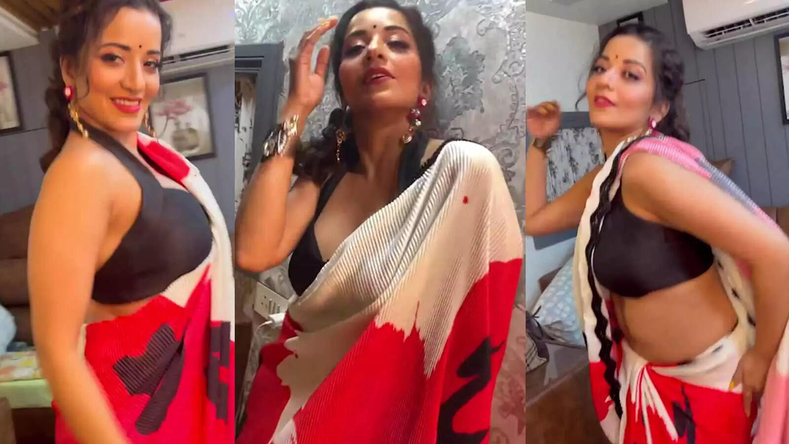 Hotness Alert After Wet Look In Red Saree Bhojpuri Actress Monalisas