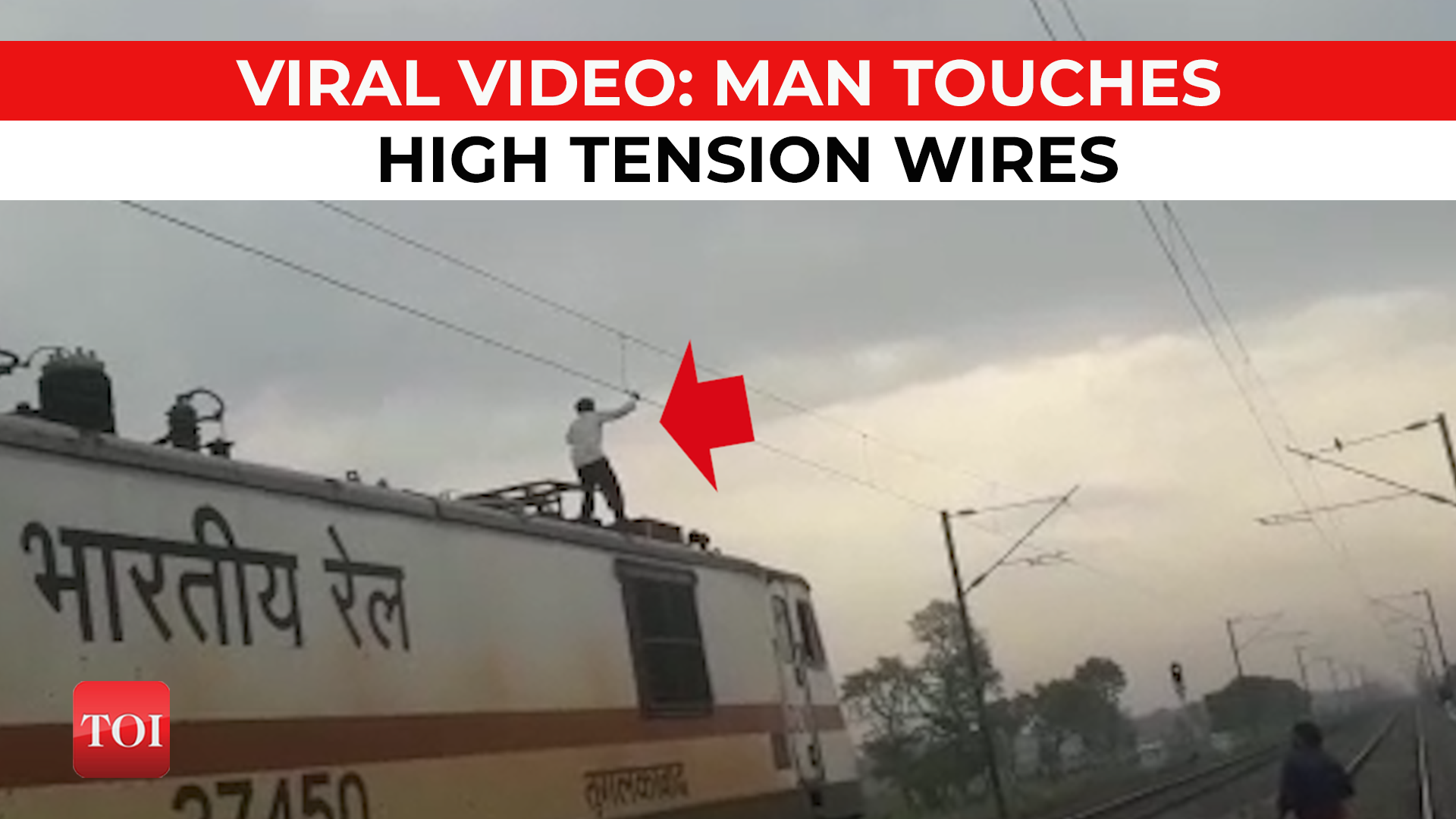 Shocking: Man climbs train locomotive, touches high tension wire with ...