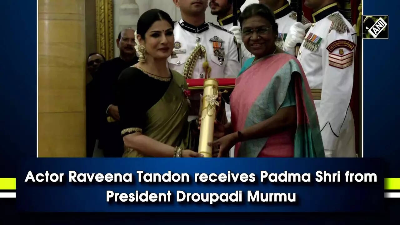Actor Raveena Tandon receives Padma Shri from President Droupadi Murmu