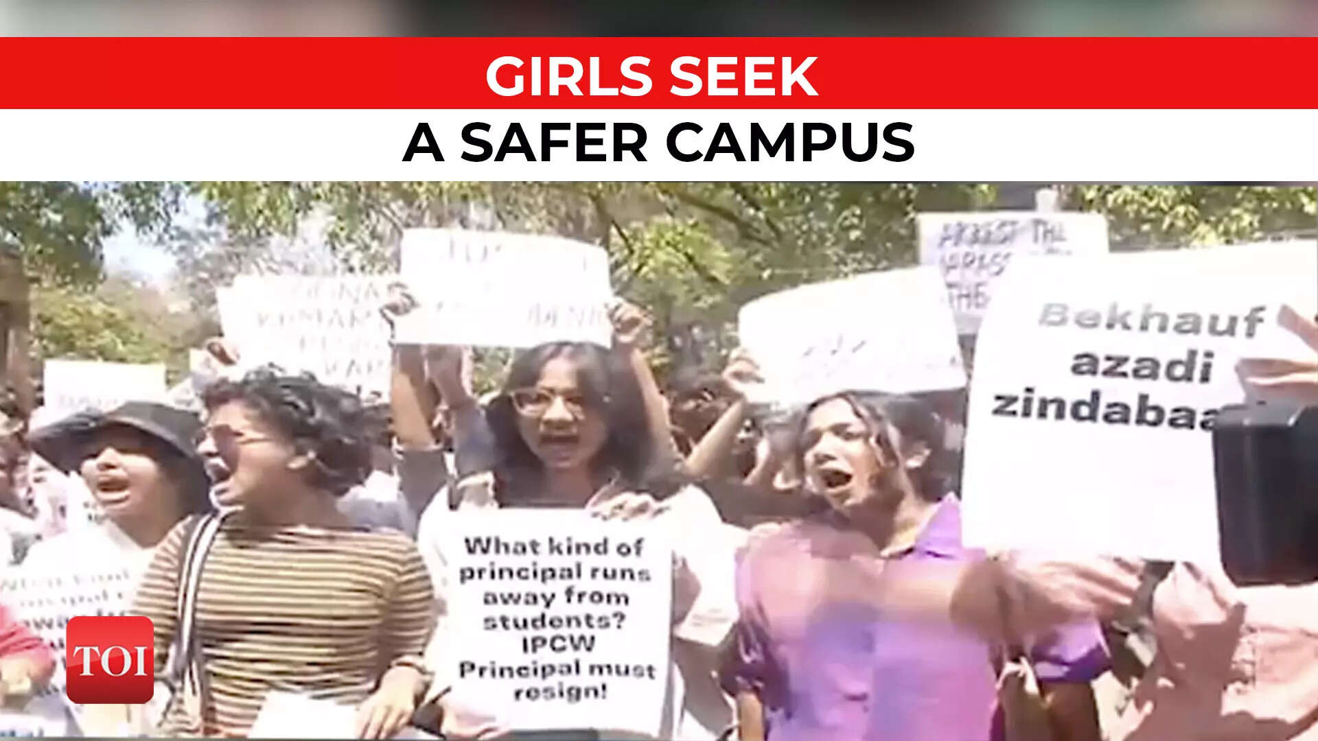 Delhi: Girl students protest against campus harassment during cultural fest