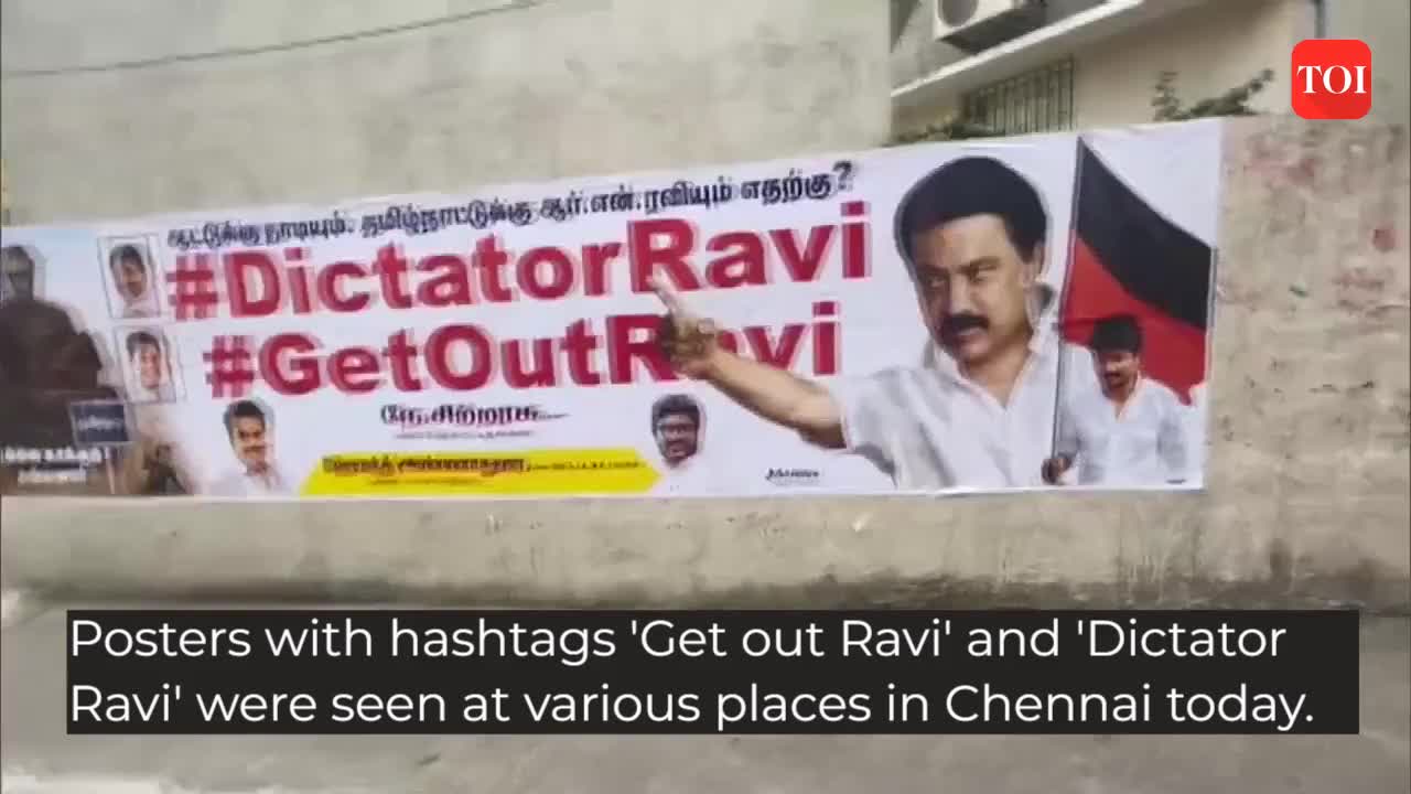 Posters 'Get out Ravi' and 'Dictator Ravi' seen at various places in ...