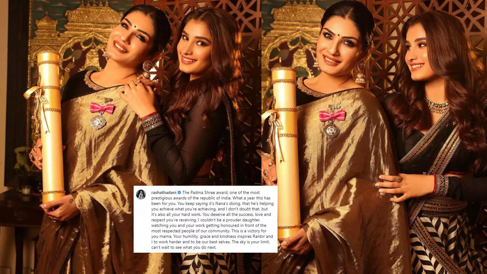 Raveena Tandon's daughter Rasha pens a sweet note after her mom's Padma ...