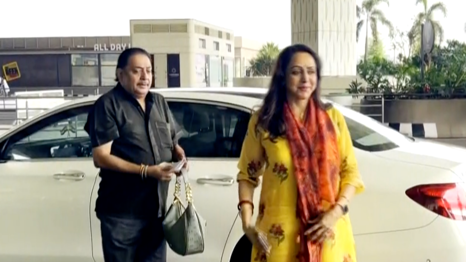 Mathura MP Hema Malini spotted at Mumbai airport