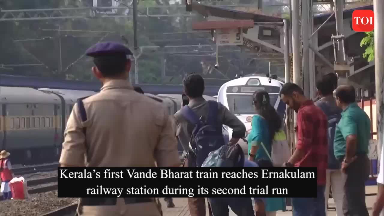 Kerala’s first Vande Bharat train reaches Ernakulam railway station during its trial run