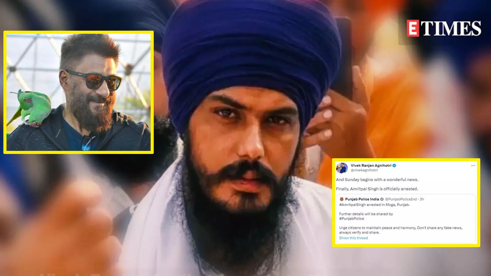 Amritpal Singh arrested: Vivek Ranjan Agnihotri tweets 'Sunday begins with wonderful news' as ...