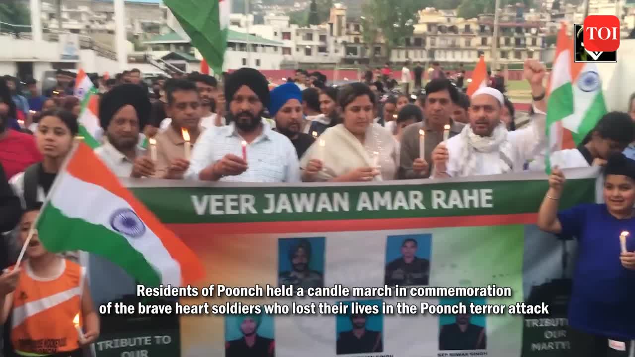 Poonch terror attack: Locals carry out candle march to commemorate soldiers