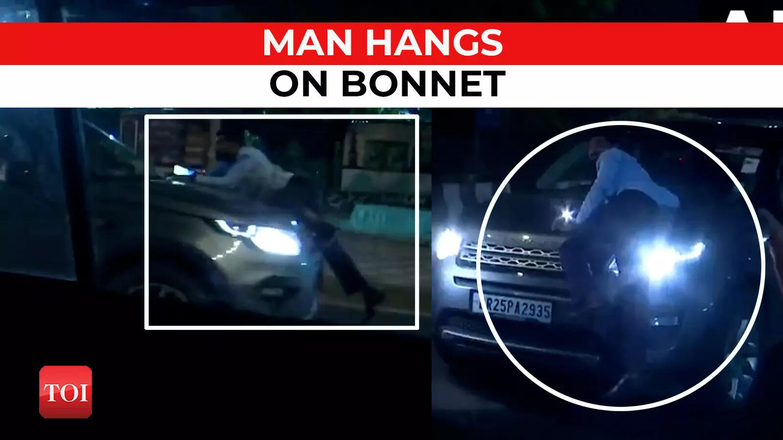 man on bonnet: Caught on cam: Man drives for 3 km with a person hanging ...