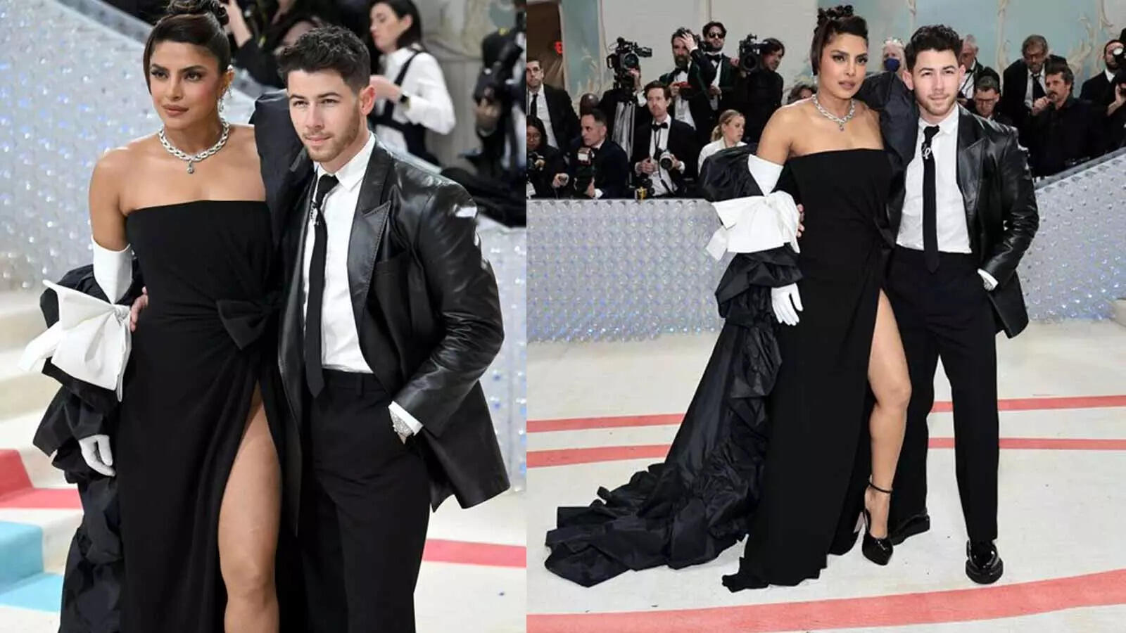 Met Gala 2023: Priyanka Chopra looks glamorous in thigh high-slit gown; twins in black with ...