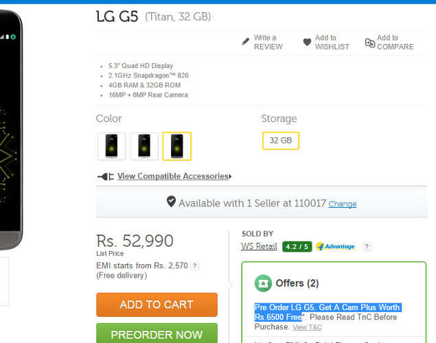 LG: LG G5 camera module to cost Rs 6,500 - Times of India