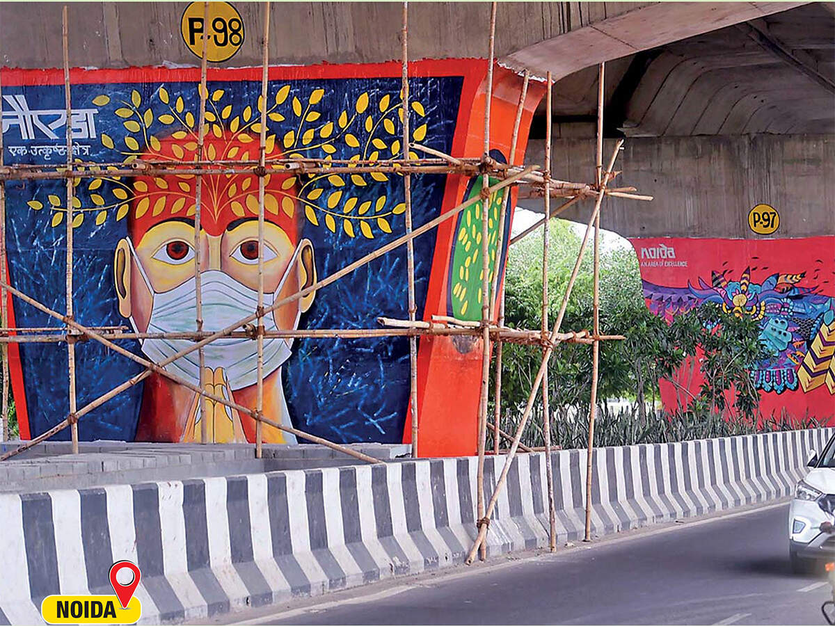 Pandemic-themed street art takes over NCR walls | Delhi News - Times of ...