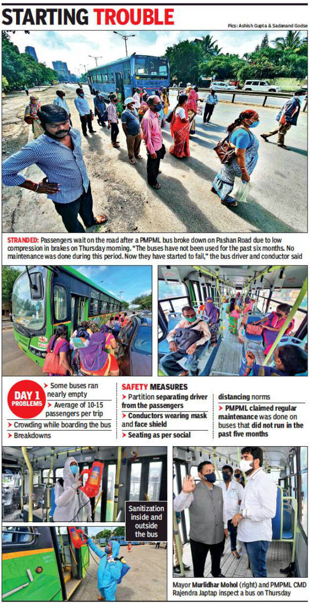 Crowding, long wait & a breakdown in focus as PMPML resumes services | Pune News - Times of India