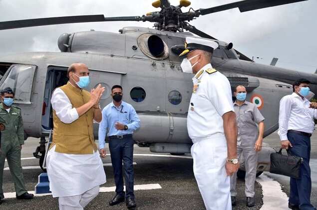 Defence minister Rajnath Singh reviews development works at Karwar ...