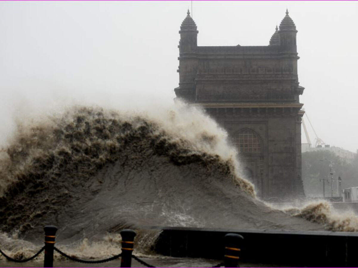 Photos: Cyclone Tauktae damages wall, footpath near Gateway of India ... Photos: Cyclone Tauktae damages wall, footpath near Gateway of India ...