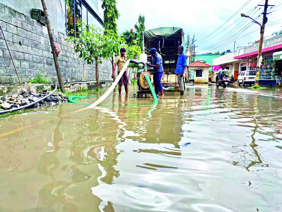 Rainbow under floodwater