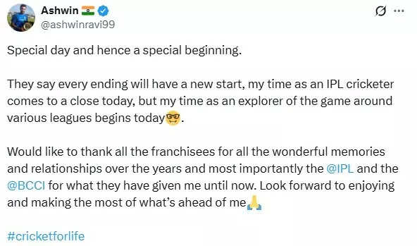 R Ashwin announces 'new beginning' in IPL career; quits CSK | Cricket ...