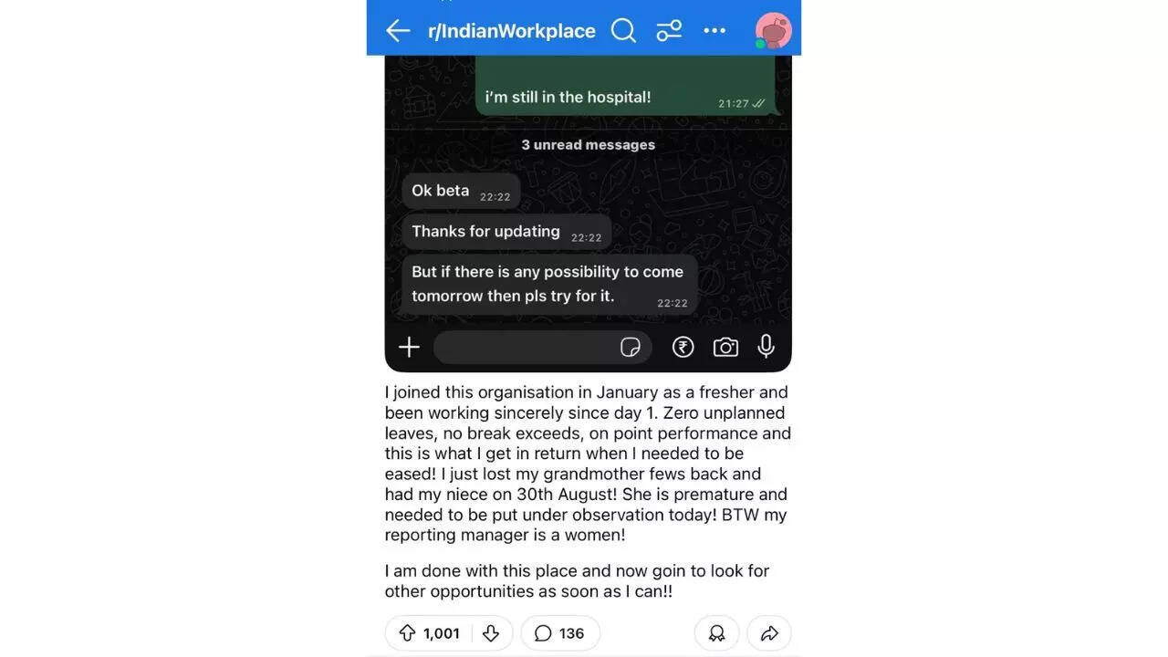 ‘I’m in the hospital’: Viral Reddit chat shows manager’s response that ...