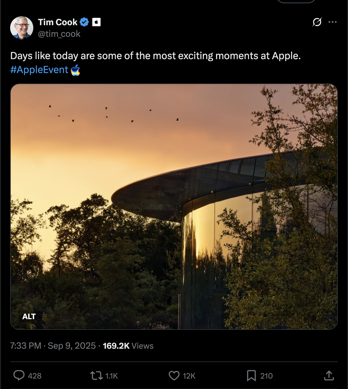 CEO Tim Cook posts 'customary' Apple event; says: Days like today are ...