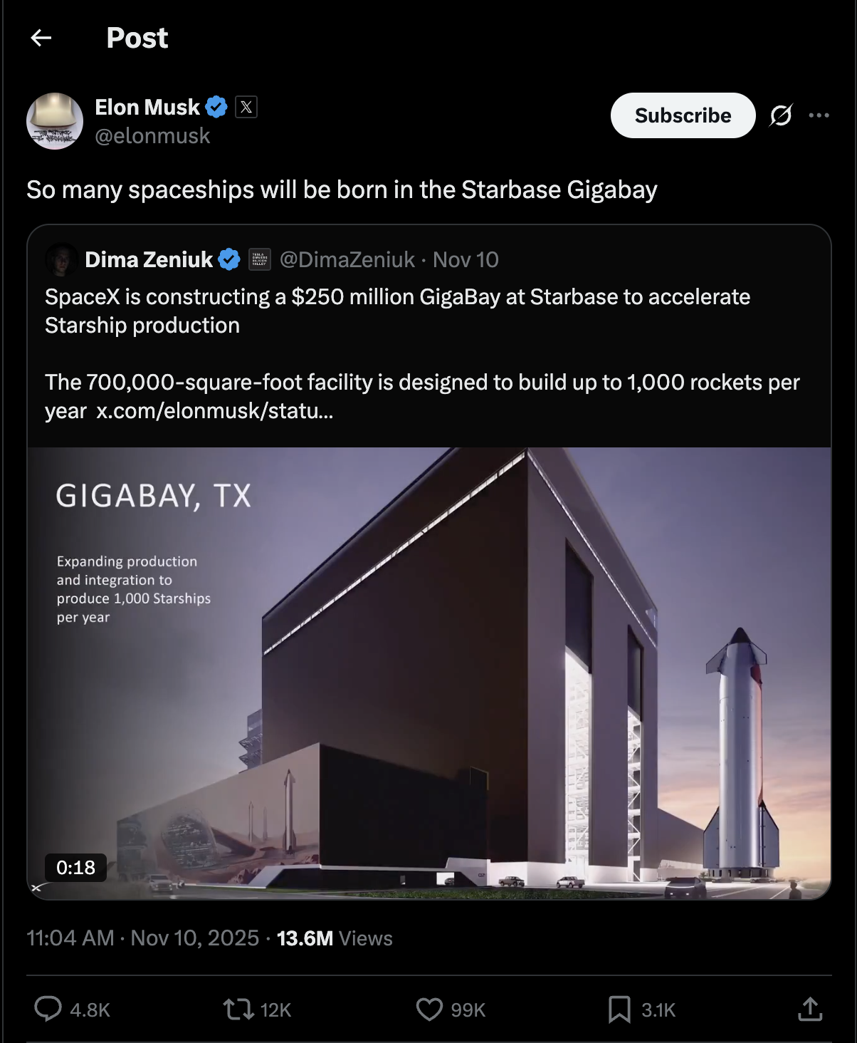 Elon Musk has a ‘Big’ prediction for SpaceX's upcoming Starbase Gigabay ...