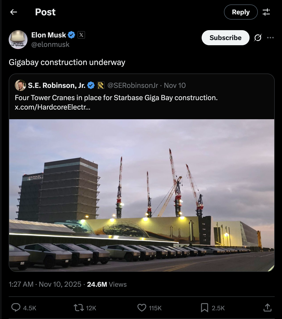 Elon Musk has a ‘Big’ prediction for SpaceX's upcoming Starbase Gigabay ...