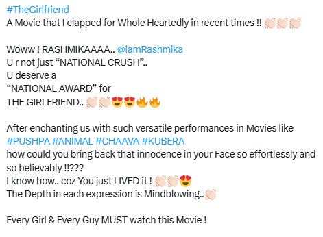 'The Girlfriend': Rashmika Mandanna's Performance Earns National Award ...