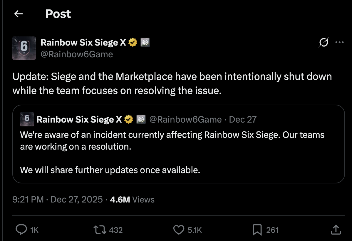 Rainbow Six Siege goes offline: Ubisoft takes down game’s servers as ...