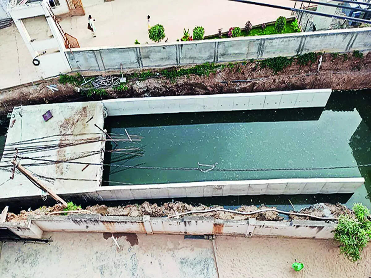 Stagnant lies the stormwater drain