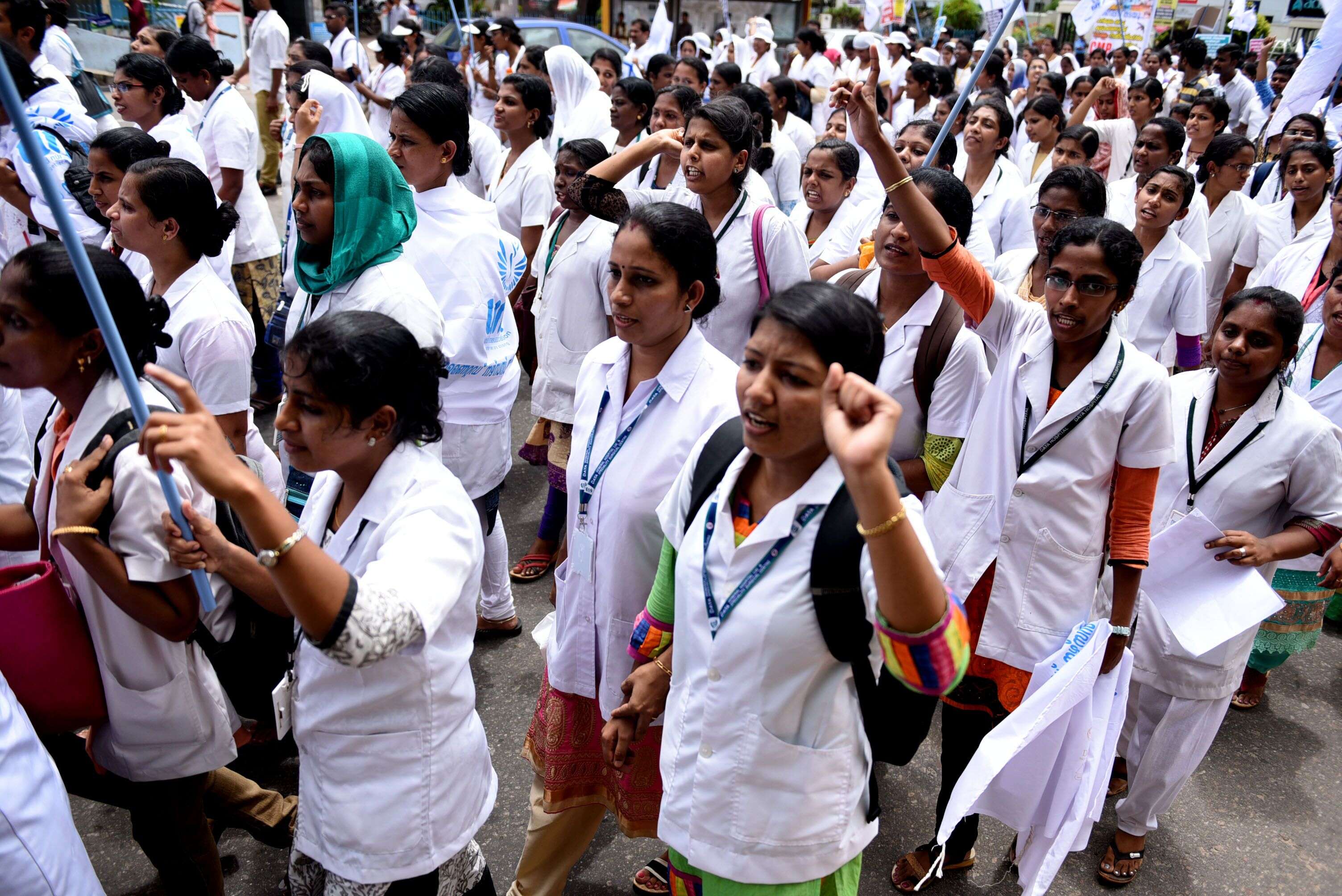 kerala nurses strike: A section of private hospital nurses in Kerala on ...