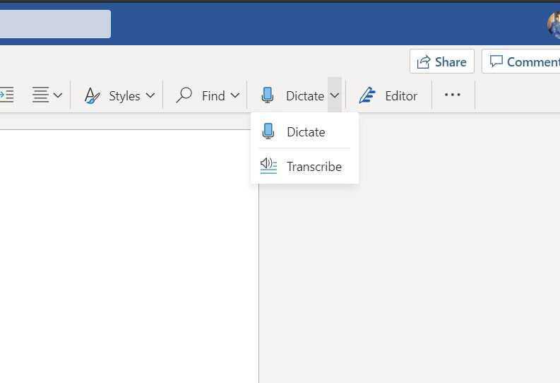 How to use the new Microsoft Word for web transcription feature