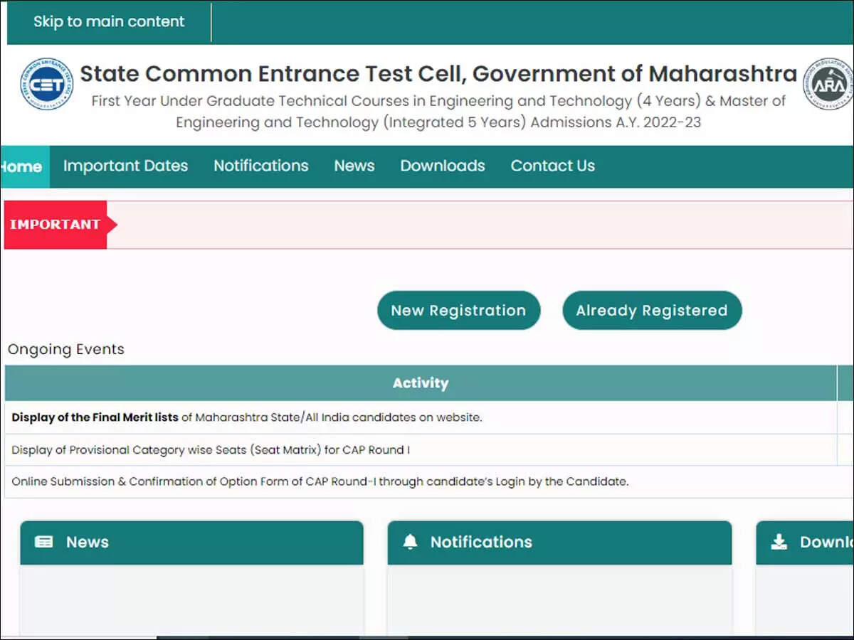 MHT CET Counselling 2022 CAP Round 1 web options begins on fe2022 ...