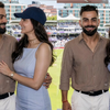 Anushka Sharma brings blue crush energy to the benches in a breezy ...