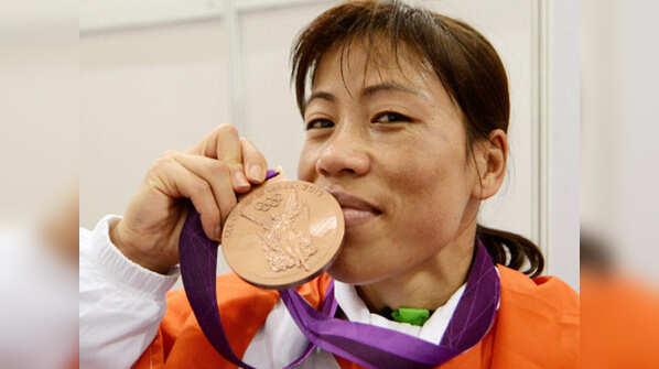 Mary Kom with historic bronze medal