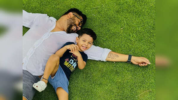 Cute moments between dad Raj Chakraborty and Yuvaan
