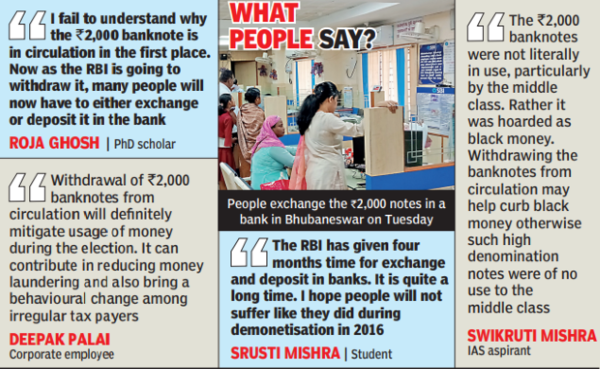 People start exchanging Rs 2,000 notes | Bhubaneswar News - Times of India
