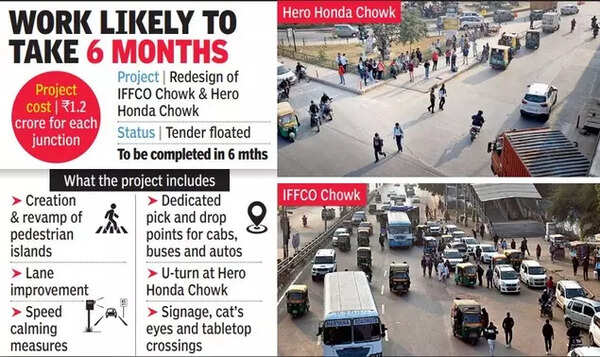 Walkers' lanes, bus, auto stops: Revamp for 2 key chowks soon | Gurgaon News - Times of India