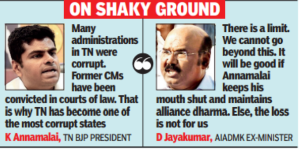 AIADMK lashes out at Tamil Nadu BJP chief Annamalai for breaching alliance dharma | Chennai News ...