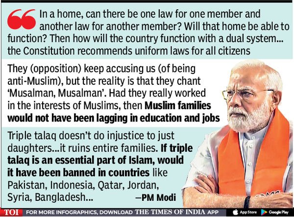 Uniform Civil Code Latest News: PM Modi pitches for UCC, slams ...