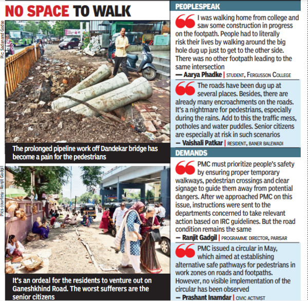 Pedestrians in Pune struggle at every step, blame road & Metro work ...