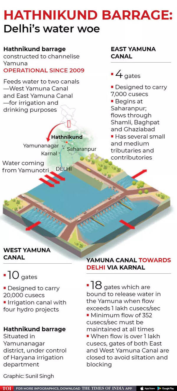 Infographic: Delhi Hathnikund Barrage: Why were the gates opened ...