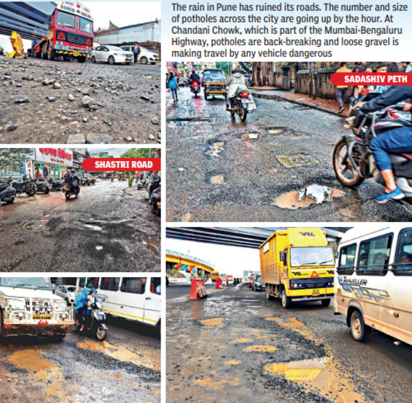 Show-cause notice issued to four Pune Municipal Corporation engineers for potholes | Pune News ...