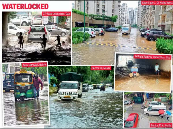 Noida Rains Today: Roads turn rivulets as rain pounds city | Noida News ...