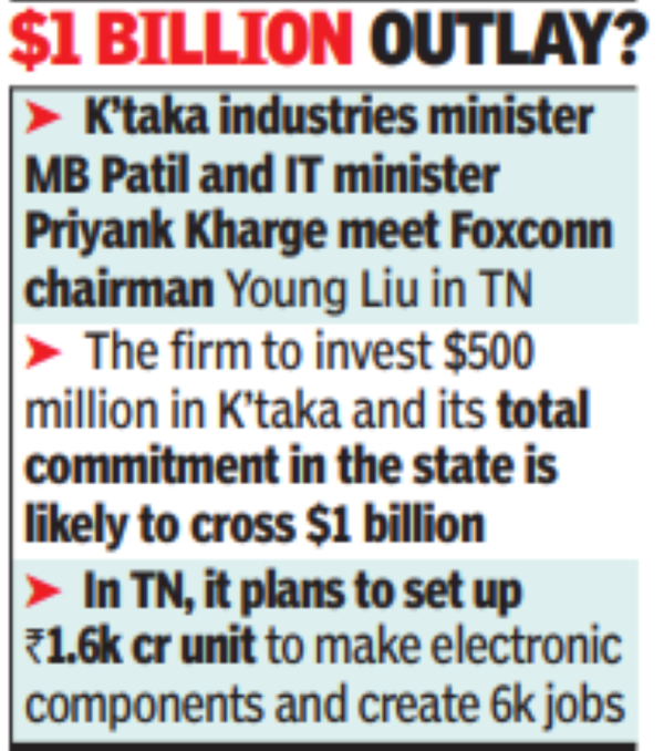 Foxconn eyes additional $500 million investment in Karnataka | Bengaluru News - Times of India