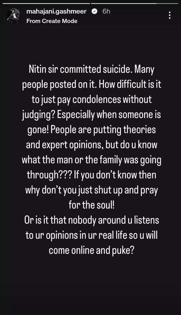Gashmeer Mahajani reacts to netizens' insensitive questions on Nitin Desai's shocking death by ...