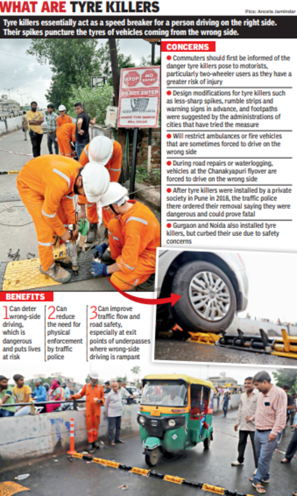 Wrong-Side Driving: Tyre Killers Installed In City To Curb Wrong-side Driving | Ahmedabad News ...