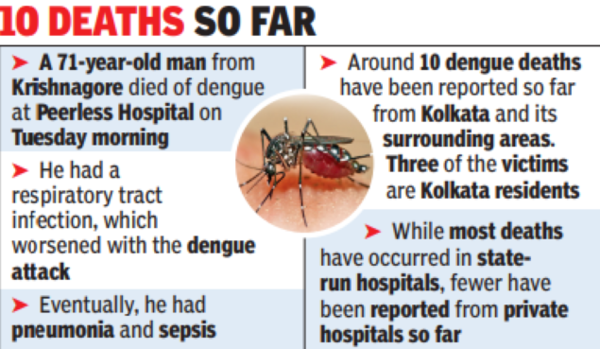 71-yr-old dies of dengue, Kol pvt hospitals see sharp rise in cases ...