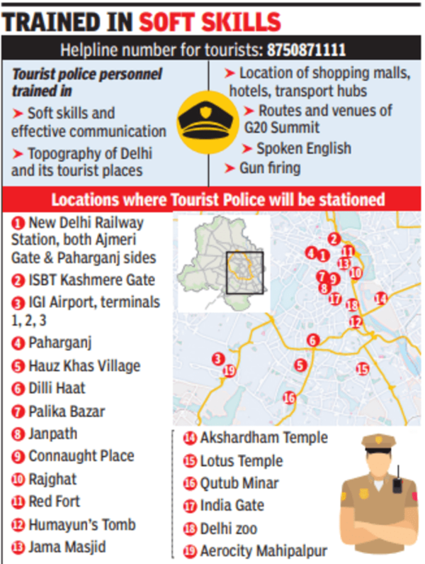 G20 Summit: 400 tourist cops to be stationed at 21 locations in Delhi ...