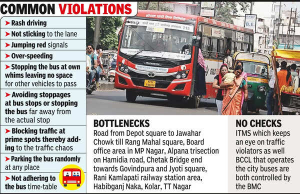 BMC: Red Buses Trample Traffic Rules; Why No Action, Ask Commuters | Bhopal News - Times of India